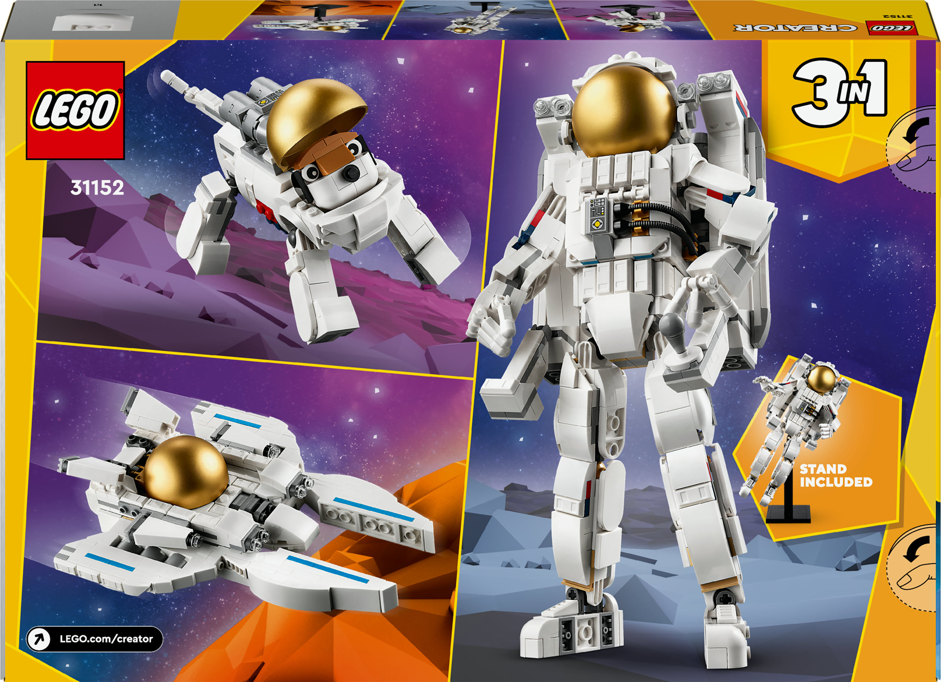 LEGO Creator 31152 3in1 Astronauta Trasformabile in Cane Giocattolo o ...