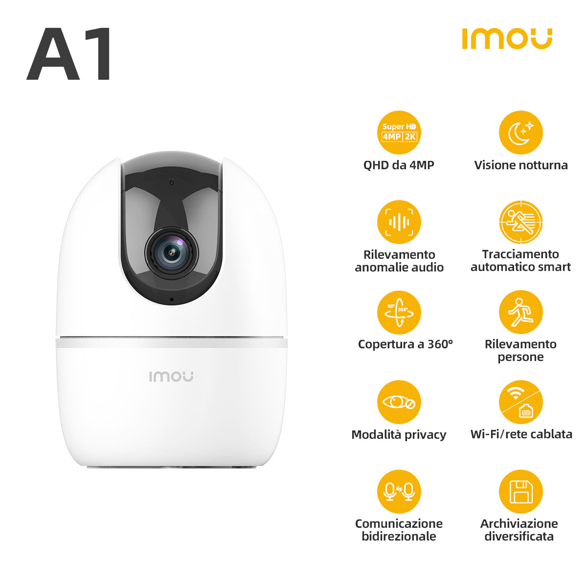 Imou 4MP Telecamera Wi-Fi Interno Videocamera Sorveglianza 2K ...