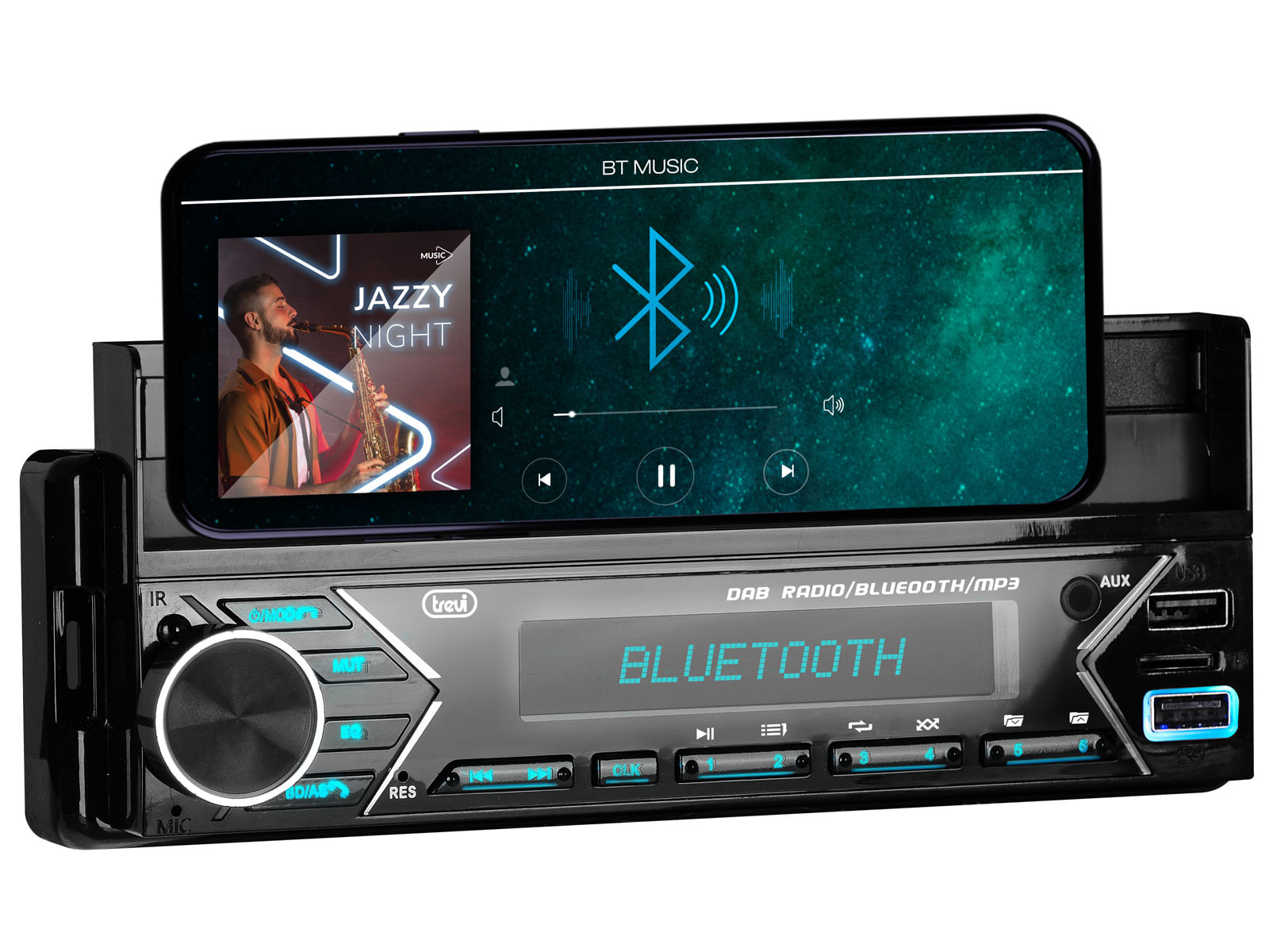 Trevi AUTORADIO DAB FM 160W SUPPORTO SMARTPHONE 7" WIRELESS USB MICRO ...